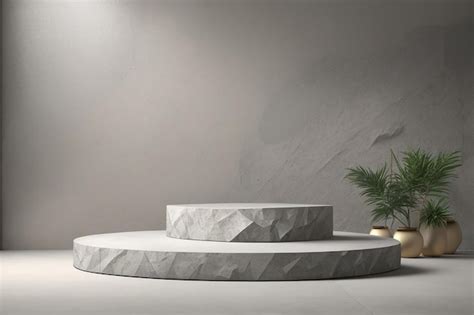 Подиум грубый камень серый пустой стенд для продукта естественный