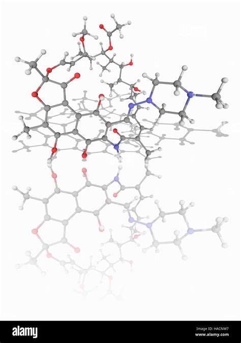 Rifampicin Molecular Model Of The Antibiotic Drug Rifampicin C43 H58 N4 O12 Also Known As