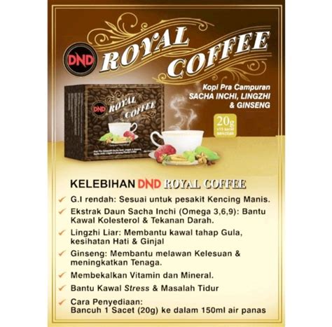 Official Store Dnd Royal Coffee 20g X 15 Sachets Zemvelo Dnd369 Sacha