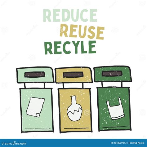reduce reuse recycle icons stock illustration illustration of cartoon