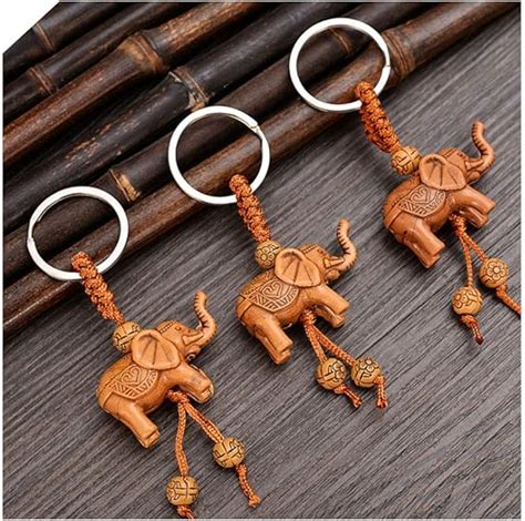 Amazon Com Acxico Pcs Lucky Elephant Rubber Material Pendant Keychains Chain Gift Clothing