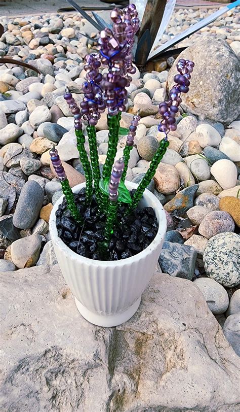 Miniature Lavender Beaded Plant Etsy
