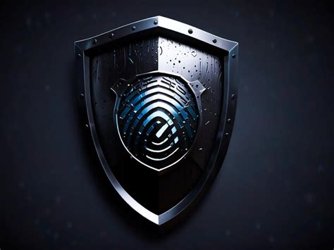 Shield With Fingerprint 3d Icon Model Cartoon Style Concept Render