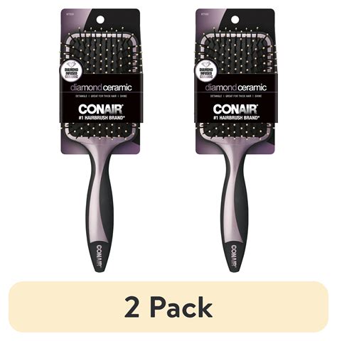 2 Pack Conair Diamond Ceramic Paddle Brush Heat Activated Technology