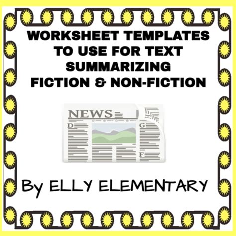 TEXT SUMMARIZING WORKSHEET TEMPLATES FICTION NON FICTION Made By Teachers