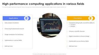High Performance Computing Applications In Various Fields PPT PowerPoint