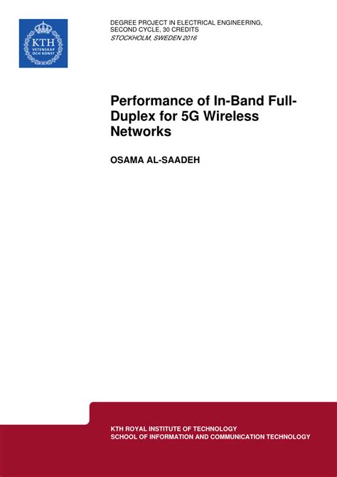 Pdf Performance Of In Band Full Duplex For 5g Wireless Networks