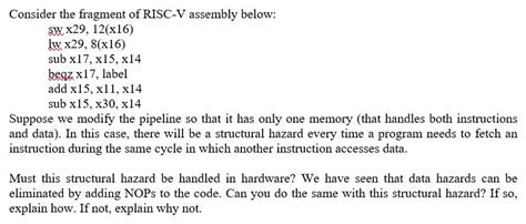 Solved Consider The Fragment Of RISC V Assembly Below Sw Chegg