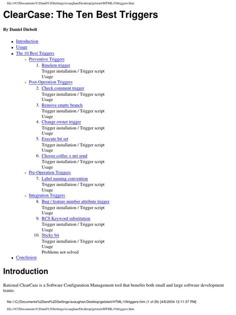 Clearcase The Ten Best Triggers Pdf Software Bug Command Line