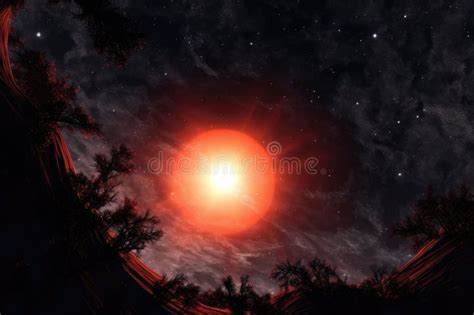 Telescope View Of An Exoplanet Orbiting Binary Star System Stock Illustration Illustration Of