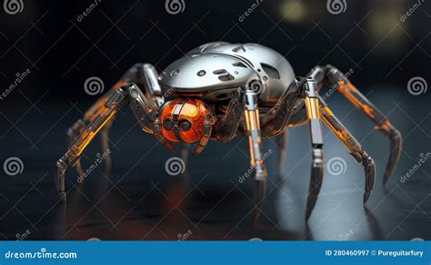 Orange Carbon Fiber Spider Mech Bot Stock Illustration Illustration