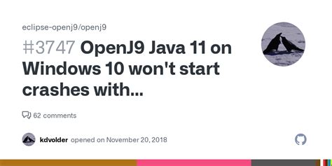 Openj9 Java 11 On Windows 10 Wont Start Crashes With Segmentation