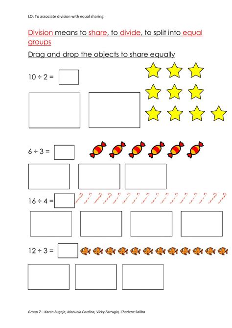 Division As Equal Groups Worksheets