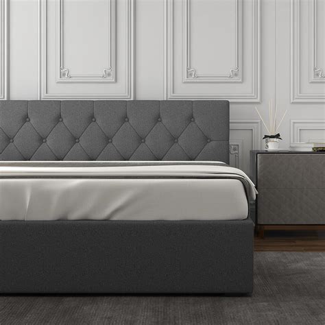 Milano Decor Capri Luxury Gas Lift Bed With Headboard Grey Myhouse