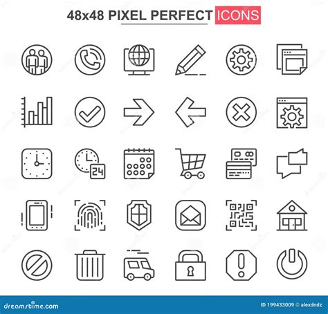 User Interface Thin Line Icon Set Stock Vector Illustration Of Download Notification 199433009