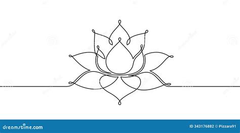 Lotus Line Art Continuous Line Drawing Illustration Minimalist Stock
