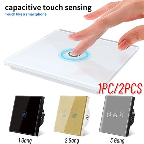 1pc 2pcs Wall Touch Light Switch Led Panel Wall Light Switch Eu Uk Standard 1 2 3 Gang 1 Way