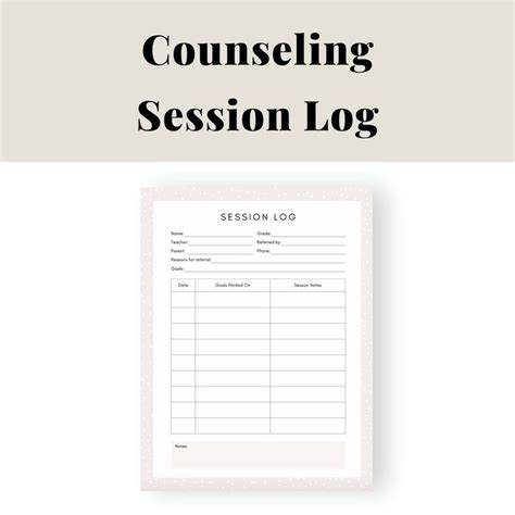 Individual Counseling Session Log Cute Simple Pastel Pink Notes