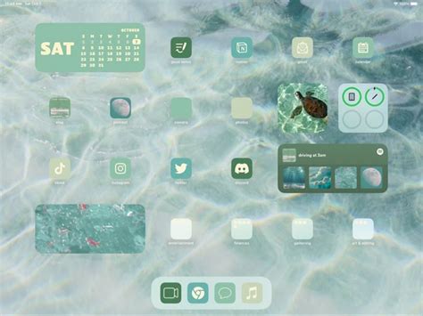 Sea Green Teal Ocean Theme Ipad Layout In 2025 Ipad Organizer Ipad