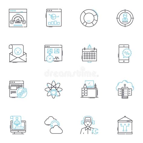 website development linear icons set coding design optimization