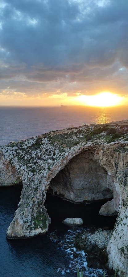 Beautiful Landscape Of The Rocky Blue Grotto On The Sunset In Malta
