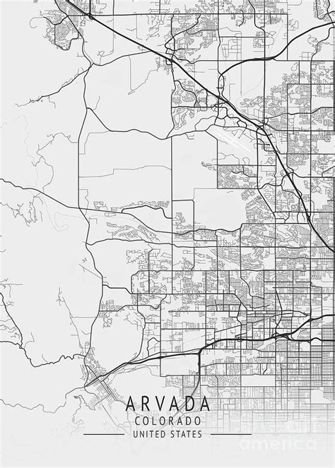 Arvada Colorado Us Gray City Map Digital Art By Tien Stencil Fine