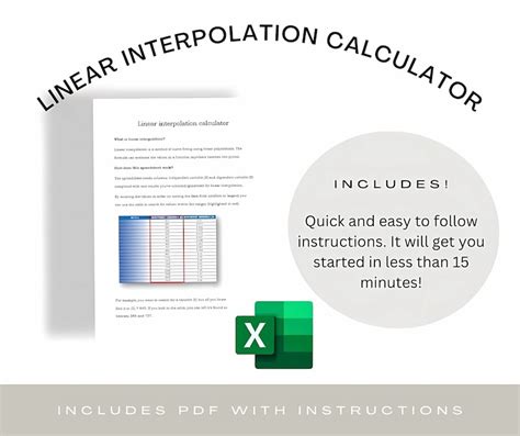 Linear Interpolation Calculator Excel Spreadsheet Quick And Easy To Use Edit Etsy