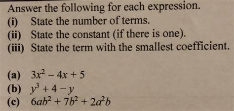 Solved Answer The Following For Each Expression I State The Number