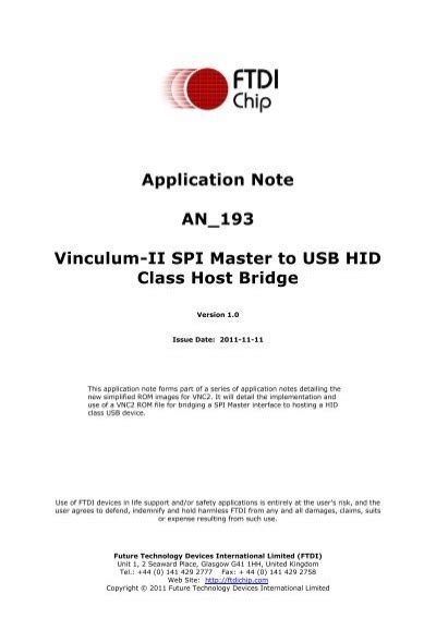 An Spi Master To A Usb Hid Class Ftdi