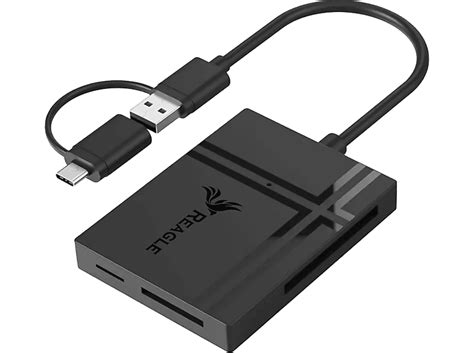 Lector De Tarjetas Tf Sd Ms Cf Xd Microsd 5 En 1 Adaptador Usb C Otg 5 Gb S Reagle Negro