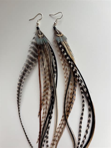 Custom Pair Of Feather Earrings Long Hair Feather Earrings Western