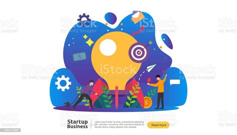 아이디어의 개념을 시작 합니다 로켓 작은 사람들이 문자로 프로젝트 사업입니다 새로운 제품이 나 서비스 출시를 위한 템플릿 웹