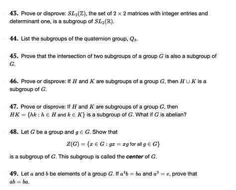 Solved 43 Prove Or Disprove Sl2z The Set Of 2×2