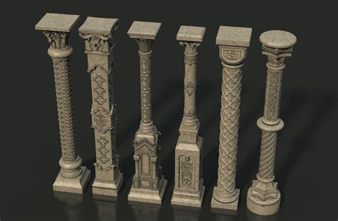 3d Gothic Columns Model Turbosquid 1428756