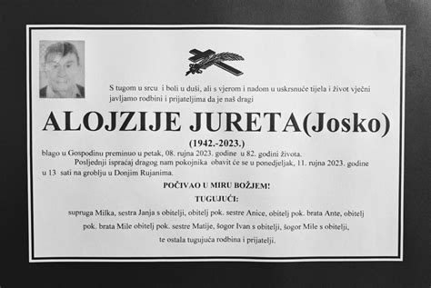 Alojzije Jureta Josko Osmrtnice Livno
