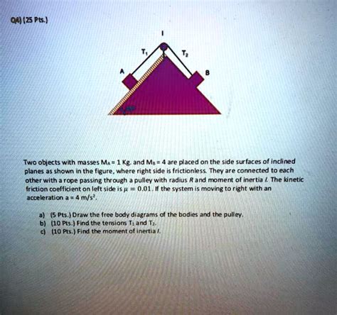 solved q 25pts two objects with masses ma 1kg and ms 4 are placed on