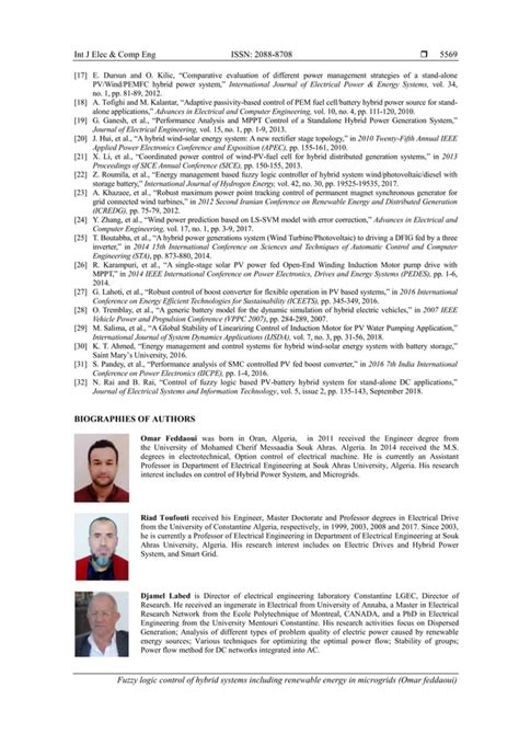Fuzzy Logic Control Of Hybrid Systems Including Renewable Energy In