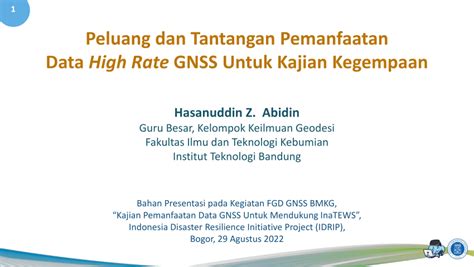 Pdf Peluang Dan Tantangan Pemanfaatan Data High Rate Gnss Untuk Kajian Kegempaan