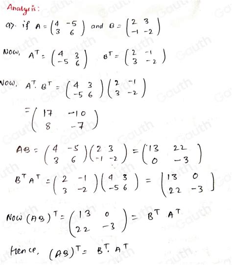 solved a if a beginpmatrix 4and 5 3and6endpmatrix and b beginpmatrix 2and3