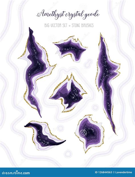 Amethyst Crystal Geode Purple Horizontal Vector Frame Cartoondealer