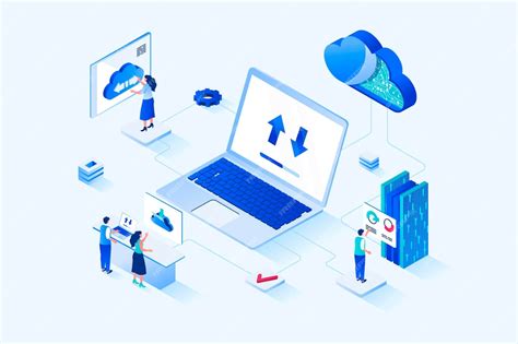 Premium Vector Cloud Computing 3d Isometric Web Design Vector Web Illustration