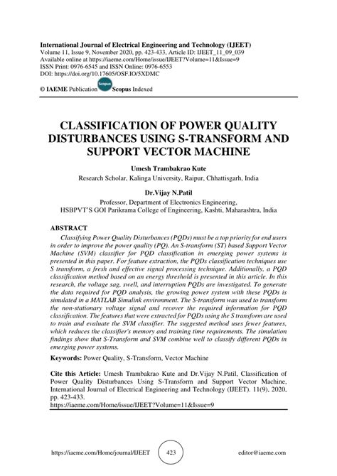 Pdf International Journal Of Electrical Engineering And Technology Ijeet Classification Of