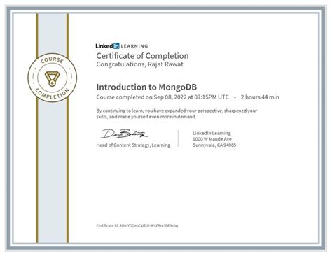 Rajat Singh Rawat On Linkedin Completed Introduction To Mongodb Course From Linkedin Learning