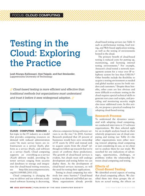 Pdf Testing In The Cloud Exploring The Practice