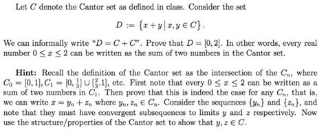 Solved Let C Denote The Cantor Set As Defined In Class