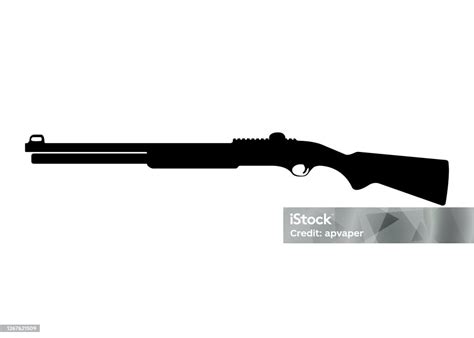 샷건 아이콘 개인 자기 방어 무기 흰색에 고립 된 개념 간단한 검은 색 벡터 일러스트 레이션 카빈 강력한 사냥 소총 총기 M16