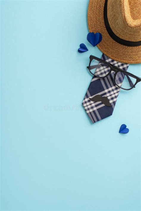 Mark Dad S Special Day With Heartwarming Vertical Scene Featuring Top View Of Straw Hat Stock