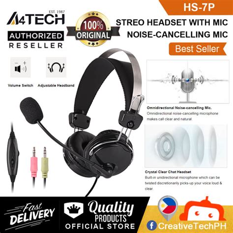 Original A4tech Streo Headset With Mic Hs 7p Omnidirectional Noise