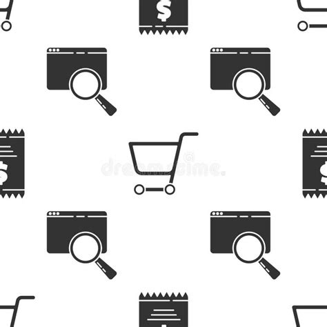 Set Paper Check And Financial Check Shopping Cart And Search In A Browser Window On Seamless