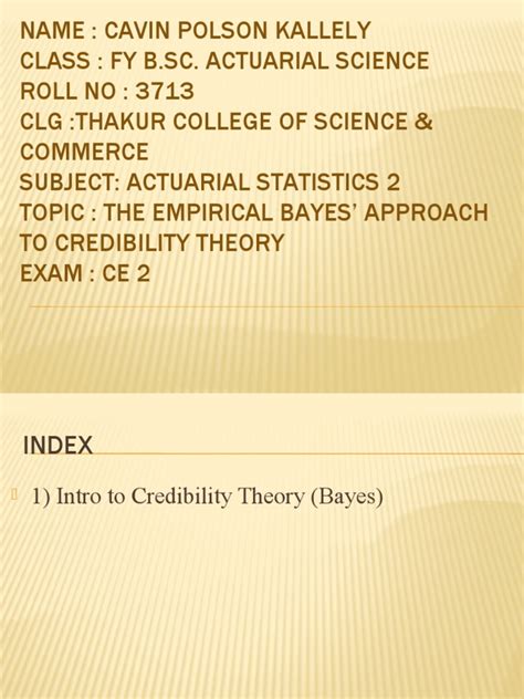 credibility theory pdf statistics quantitative research